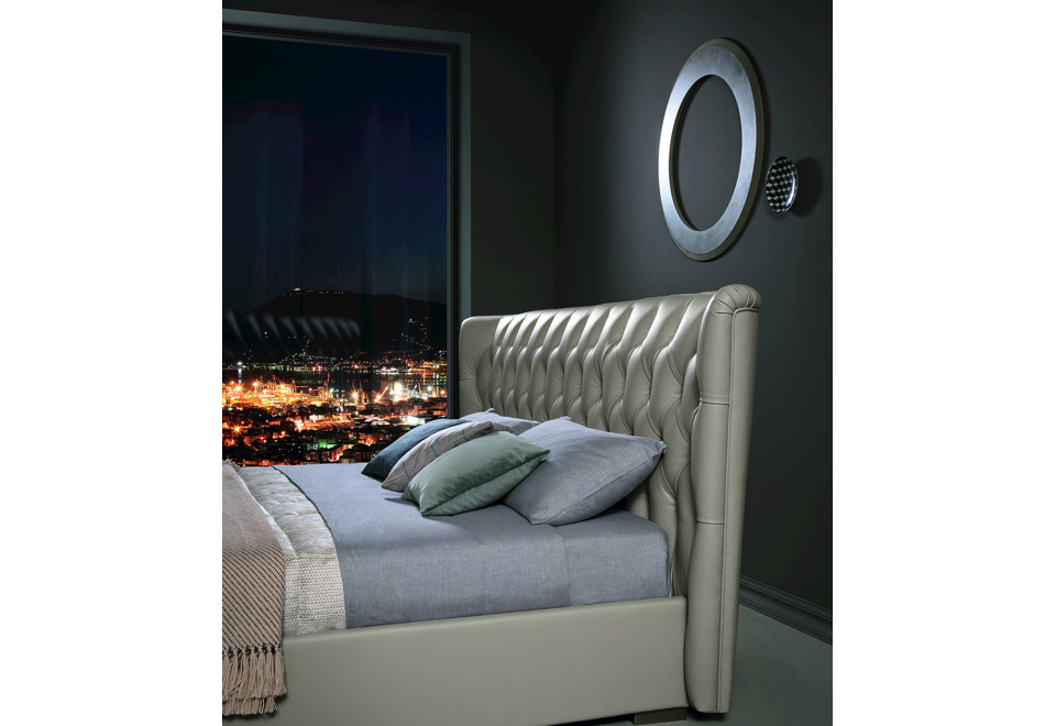 Bodema - VIOLET - Letto matrimoniale in pelle con testiera capitonné ...